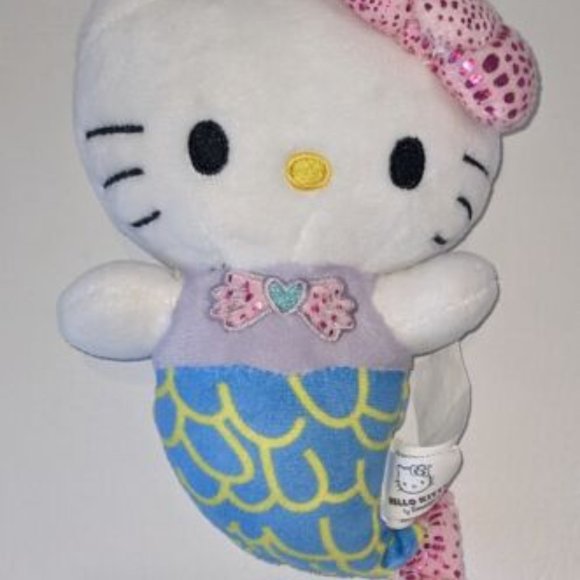 Toys | Sanrio Hello Kitty Mermaid Plush 8 Pink Bow Purple Shirt Stuffed ...